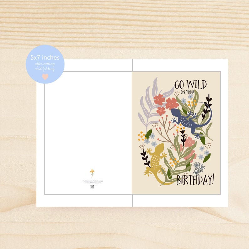 Gecko Happy Birthday Printable Card Gecko Lovers Gift Instant Birthday ...