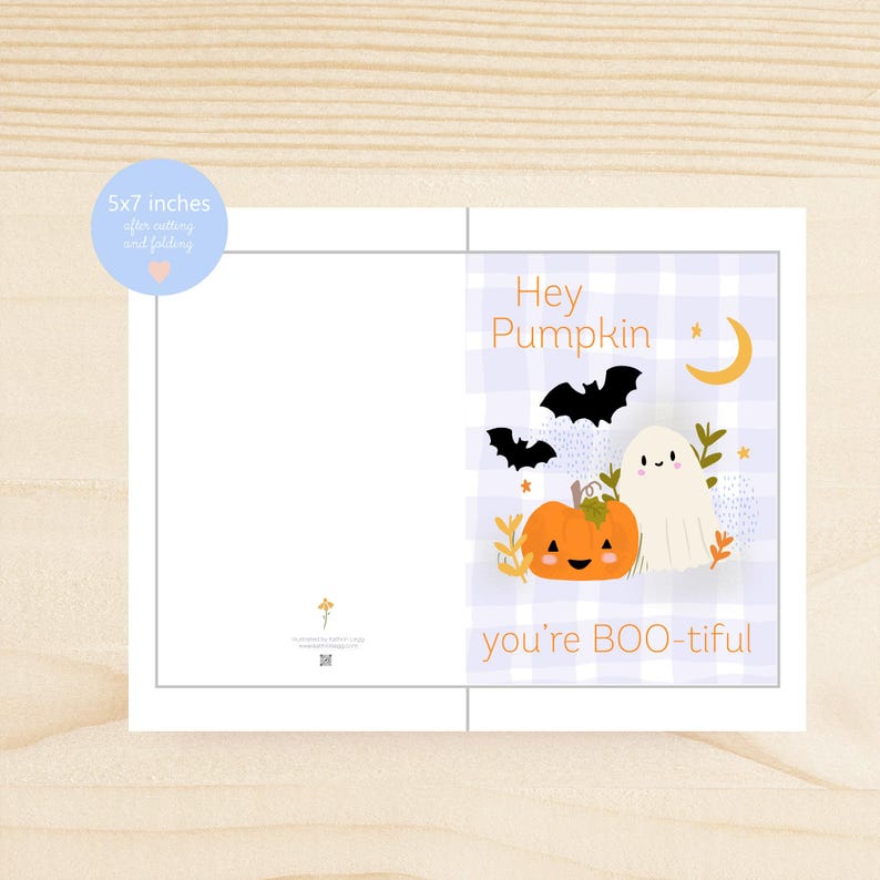 Kawaii Halloween Card Printable – Cute Pumpkin & Ghost “hey Pumpkin You ...