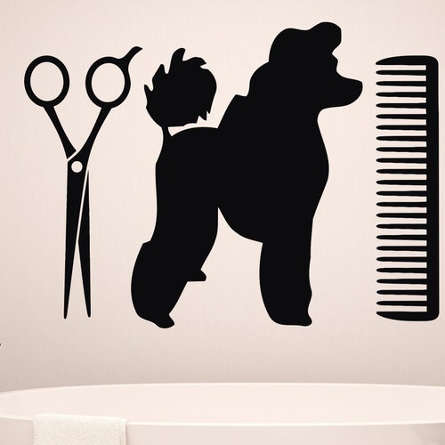 Wall Decals Grooming Salon Decal Trail Paw Print Scissors | Etsy