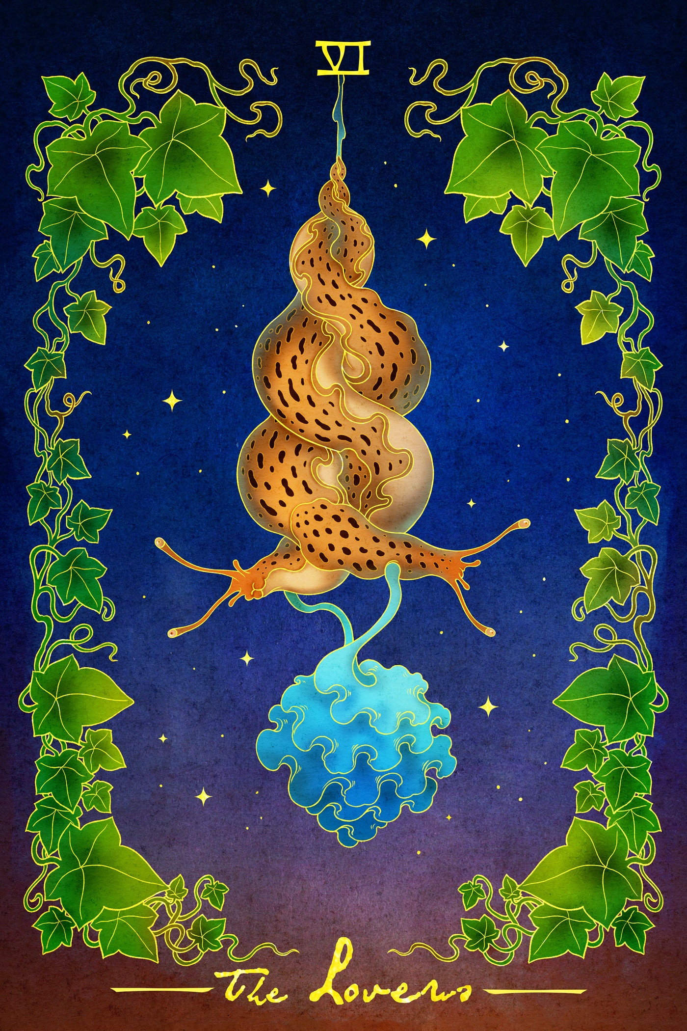 The Lovers Lustre Print Leopard Slugs Slug Mating Love Tarot - Etsy