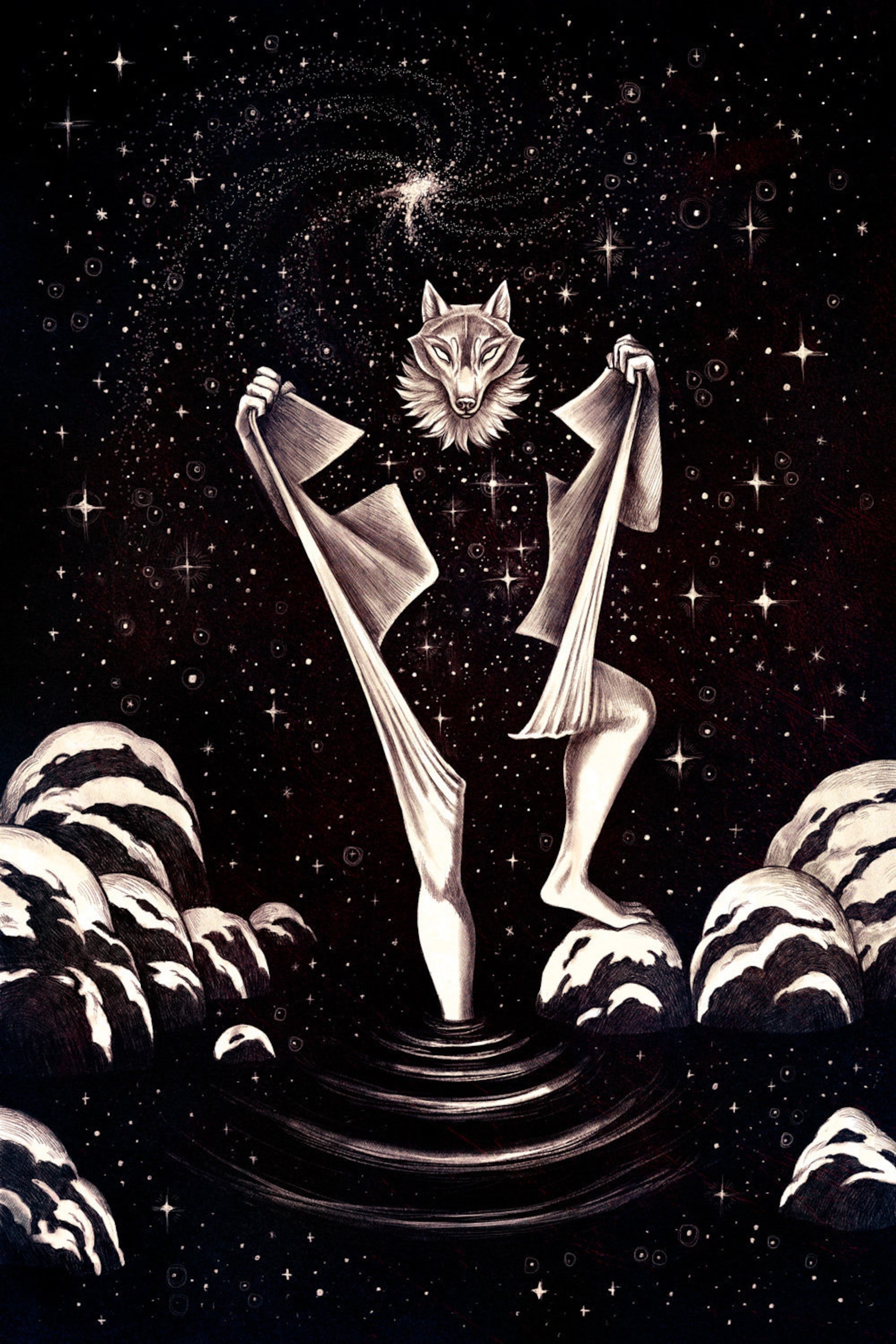 Non Dual Lustre Print - Spiritual Occult Pagan Wolf Non Binary Galaxy ...