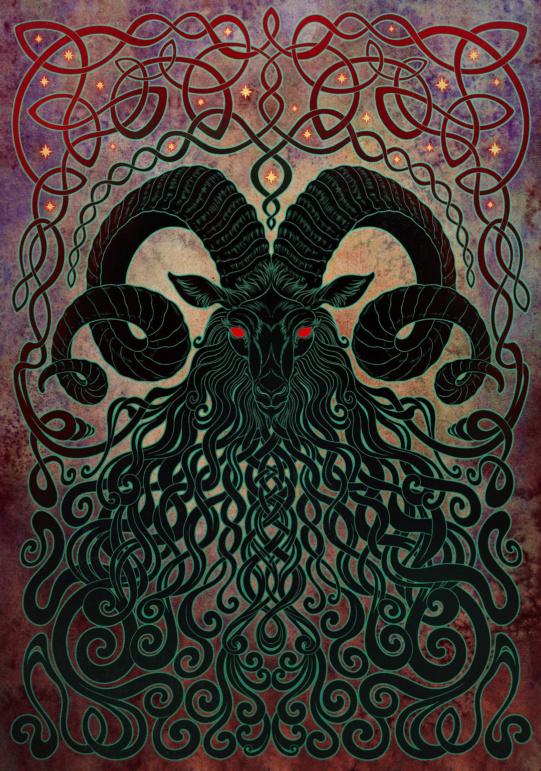 Live Deliciously - Lustre Goat Ram Black Philip Pagan Yule Knotwork - Etsy