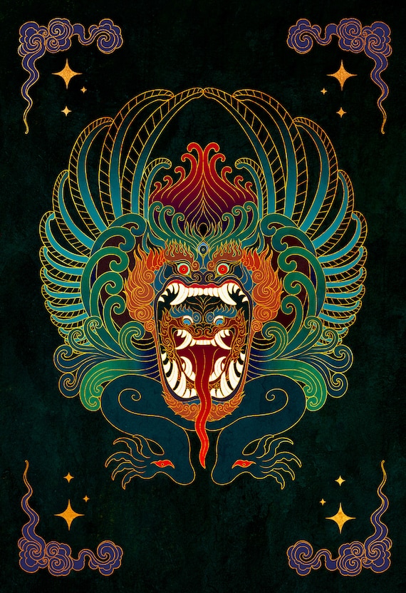 Pratibadh Wrathful Demon Deity Barong Spirit Poster | Etsy