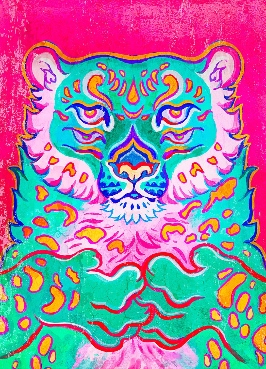 Satipaṭṭhāna Lustre Print - Snow Leopard Spiritual Psychedelic Buddhism ...