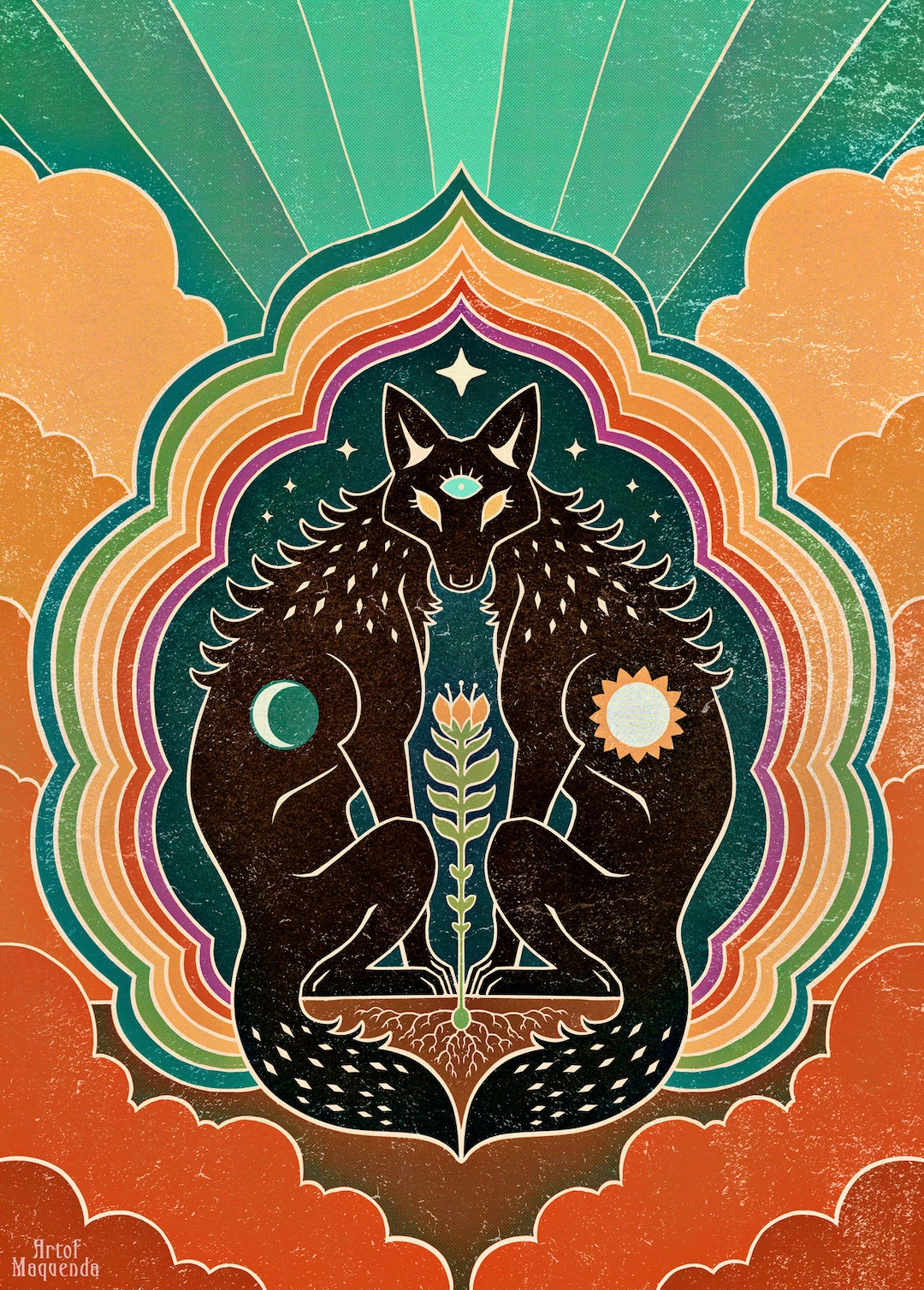 Shared Consciousness Lustre Print - Coyote Canine Wolves Twinflame ...