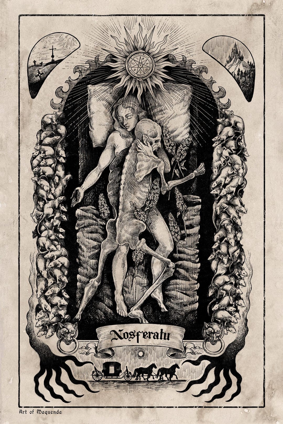 Nosferatu Print - Vampire Tarot Macabre Art - Etsy