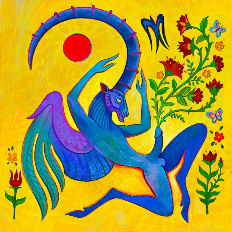 Oasis - Visionary Mythology Creation Scythian Ibex - Etsy