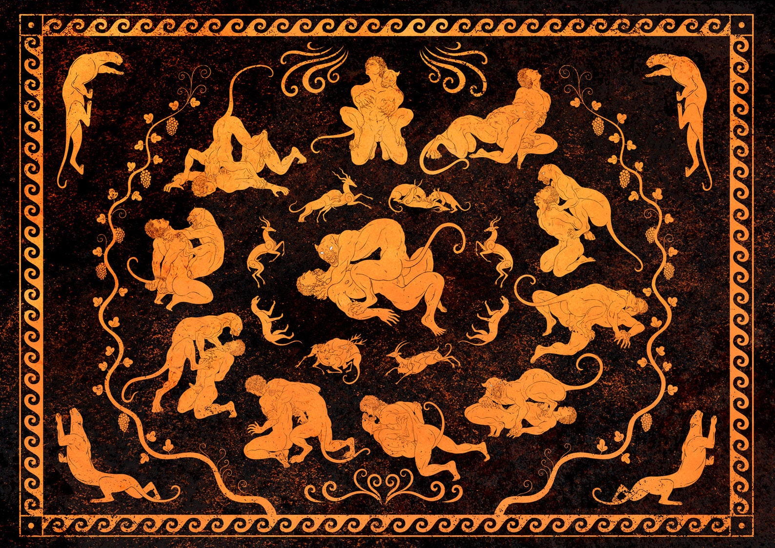 Katharsis - Greek Pottery Sphinx Leopard Big Cat Poster - Etsy