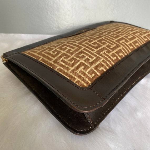 PIERRE BALMAIN Vintage Brown Canvas Monogram Clutch B… - Gem