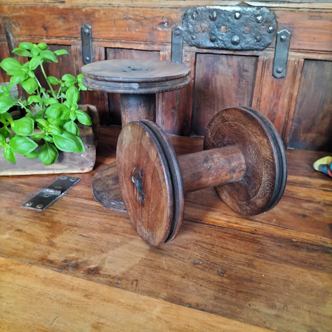 Antique Indian Wooden Mill Spools Make Great Stands 18 Cm High - Etsy