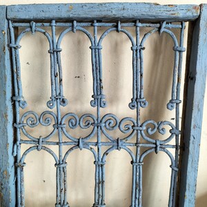 Antique Moroccan Window Screen: Blue Wooden Frame, Iron Grill - Etsy UK