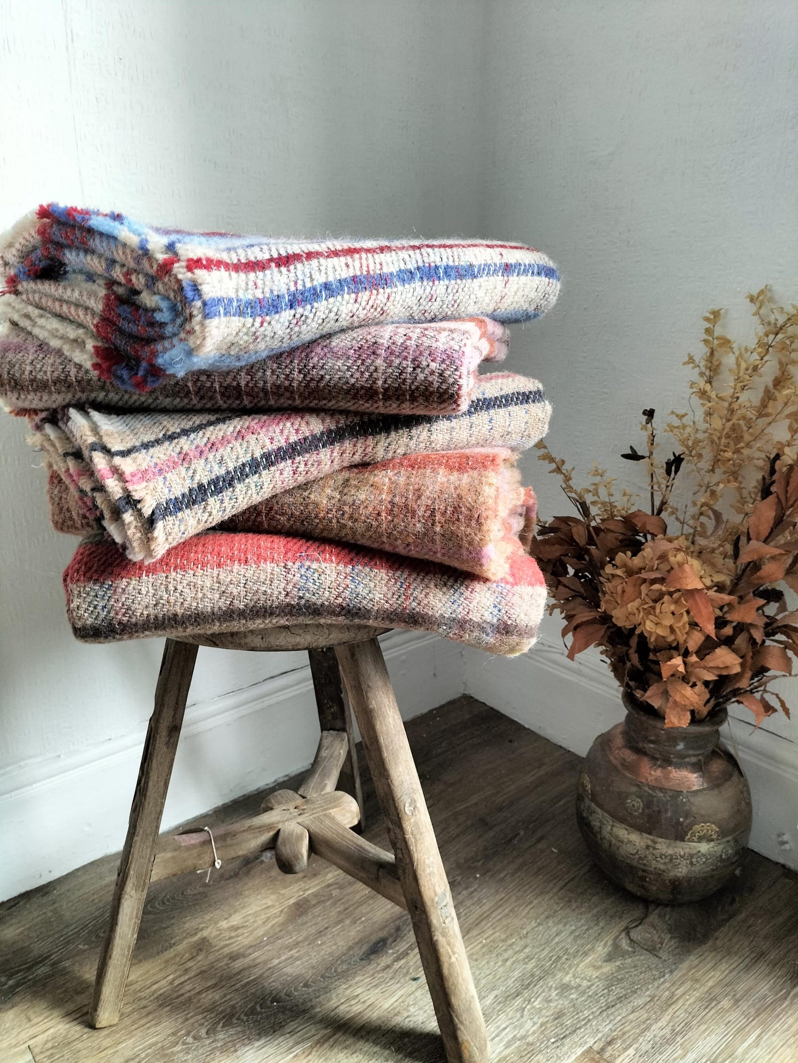 Recycled Welsh Woolen Blanket Throw Gift Made in Wales Choice of ...