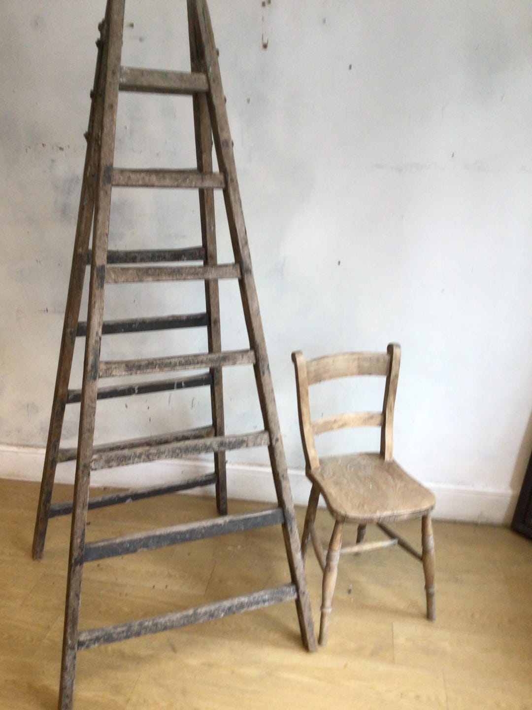 Antique French Ladders Tapered Shape Original Chippy Green Paint - Etsy