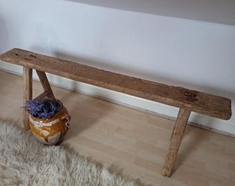 Vintage Inspired Skinny Bench, Weathered Wood, Narrow Rustic Bench ...