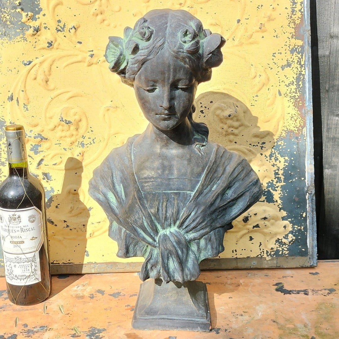 Beautiful Lady Stone Bust Female Garden Ornament Bronzed Finish - Etsy UK