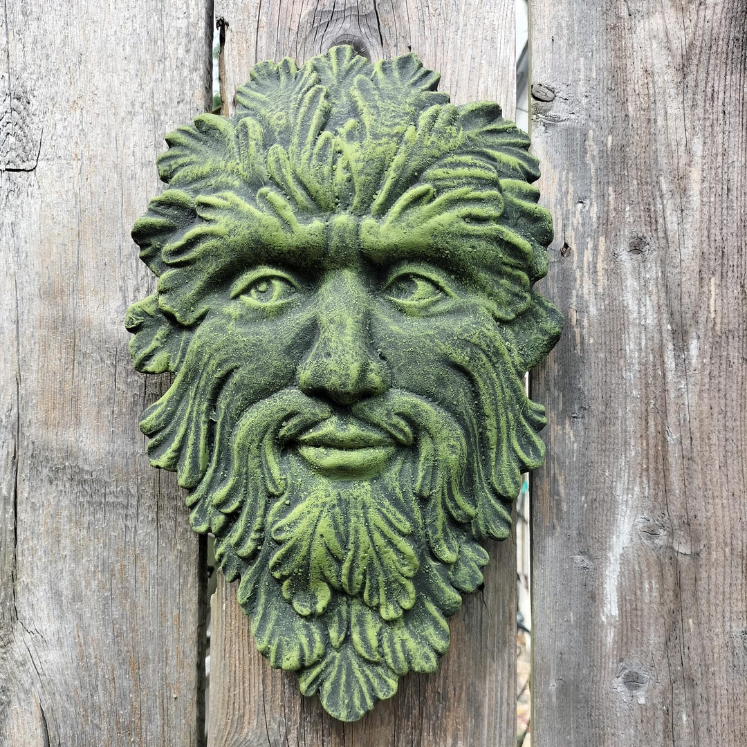 Stone Garden Wiccan Green Man Wall Plaque Ornament Green - Etsy UK
