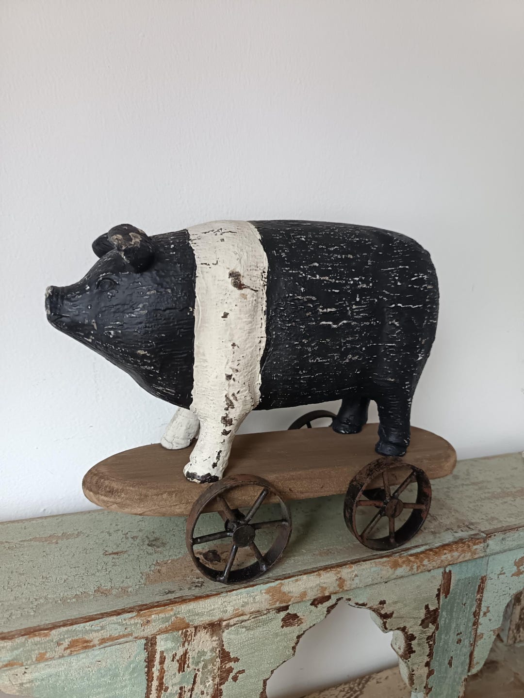 Pig on Wheels Antique Style Ornament - Etsy UK