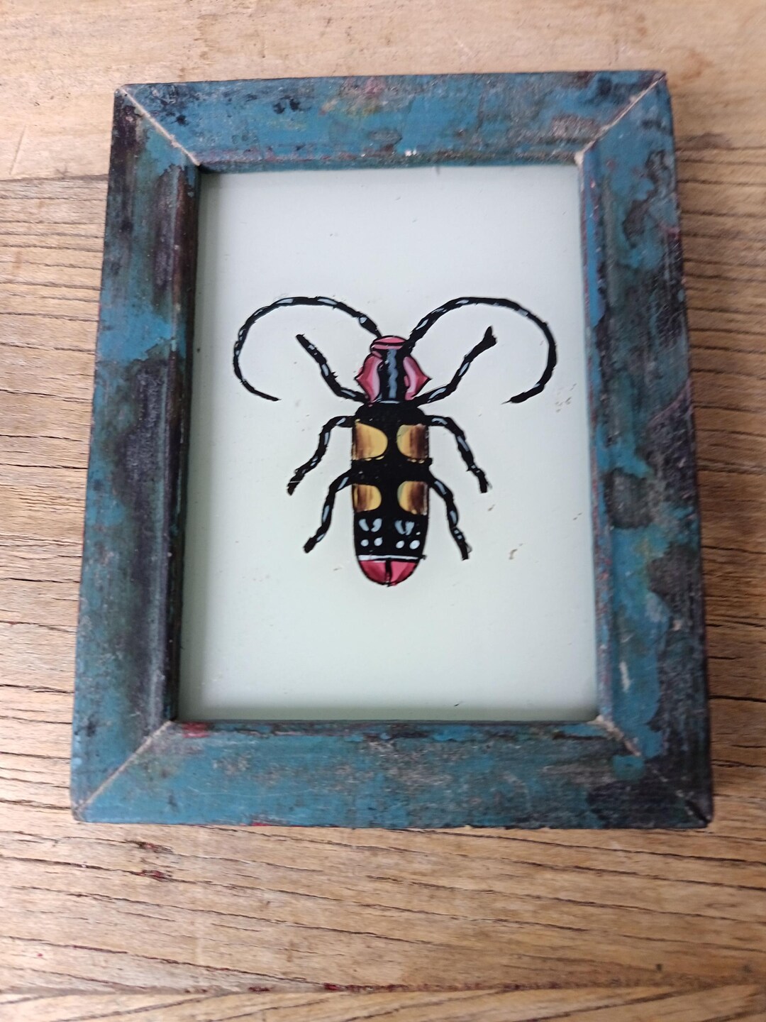 Vintage Glass Painting of a Beatle Bug Created in India - Etsy