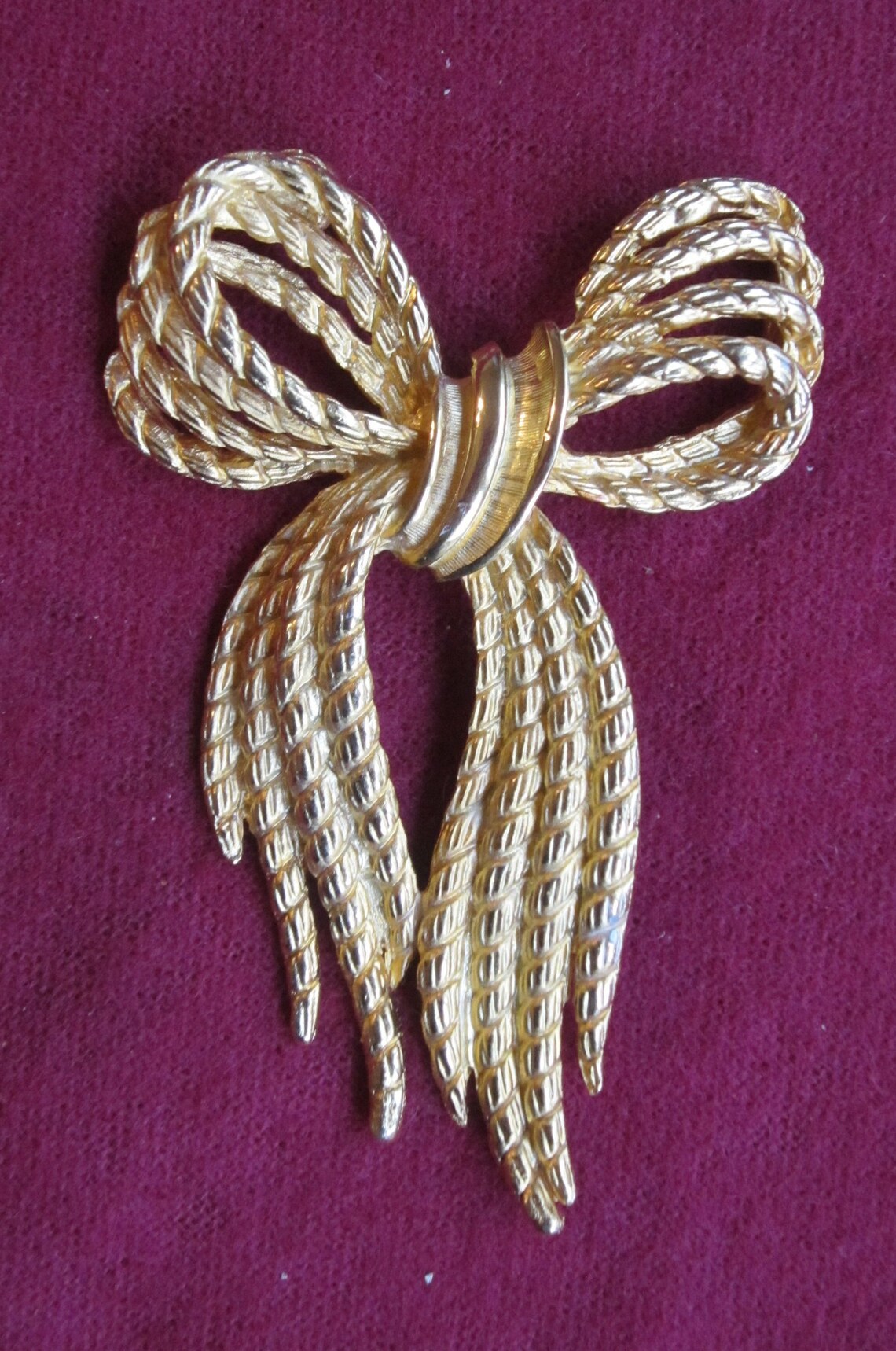 Vintage Gold Finish Bow Pin Brooch Rope Style - Etsy