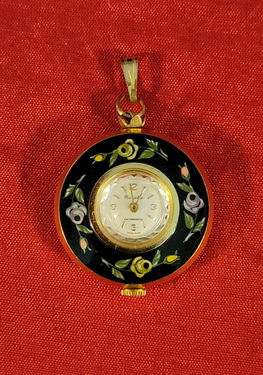 Vintage Enameled Pendant Pocket Watch 1960s Hand Painted - Etsy