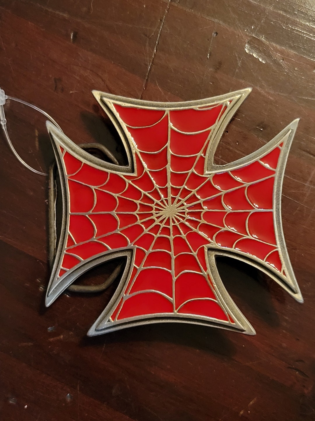 Red Enamel & Fine Pewter Maltese / Byzantine Cross Spider Web Belt ...
