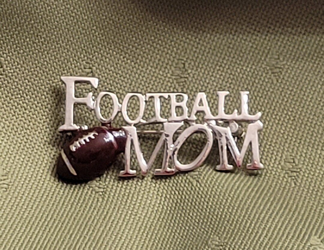 Silver Football Mom Brooch Pin - Etsy
