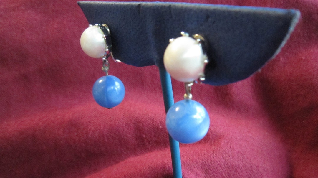 Trifari With Crown Stamp Silver Clip on Earrings Vintage Faux Pearl ...