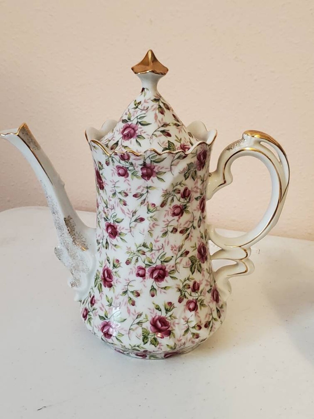 SALE ITEM Tea Pot Lefton China White Pink Roses - Etsy