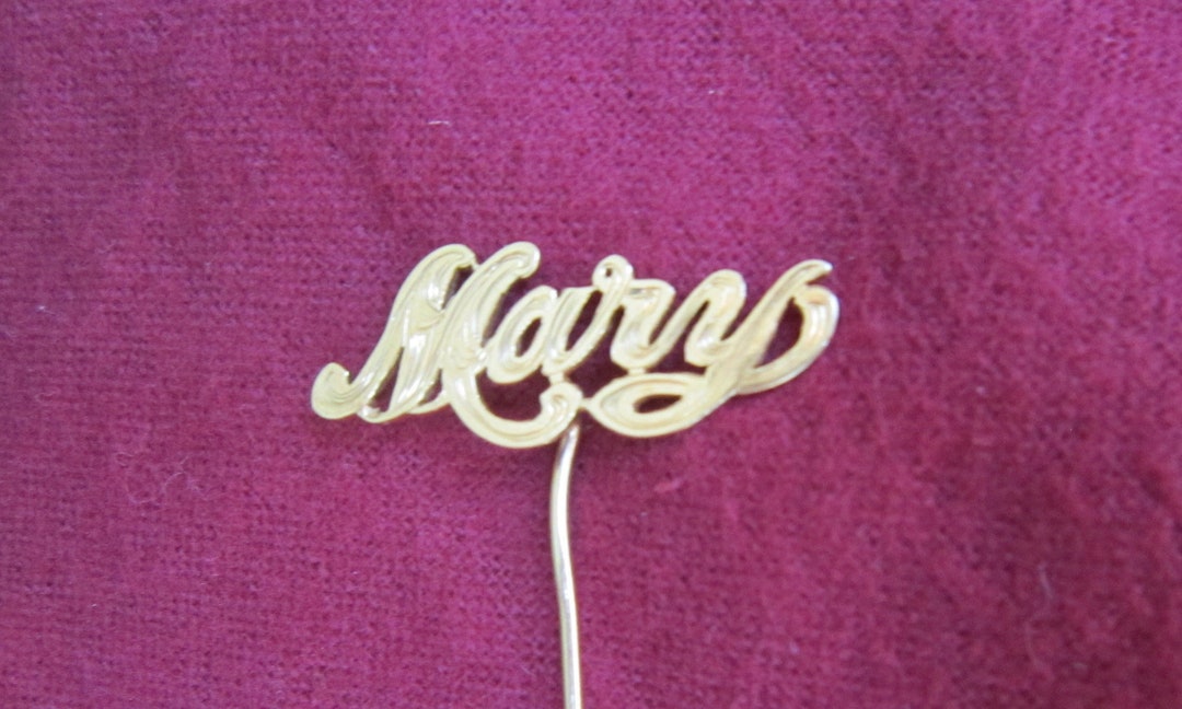 Vintage Mary Monogram Stick Pin 1970s 14kt Gold - Etsy