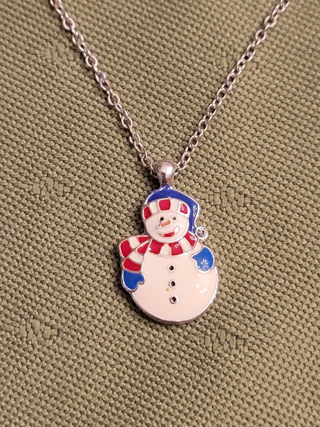 Enameled Snow Man Snowman Pendant Necklace - Etsy