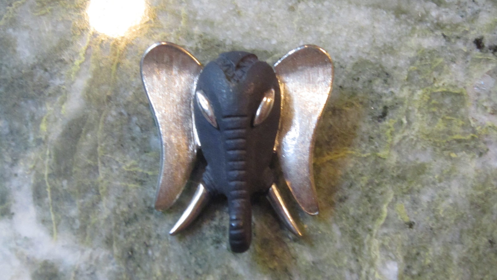 Vintage Black Enamel matt Finish & Silver Elephant Pin by - Etsy