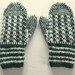 Handknit Newfoundland Mittens, Green and White Double Knit Mittens ...