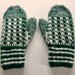Handknit Newfoundland Mittens, Green and White Double Knit Mittens ...