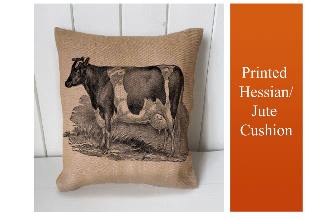 Cow Animal Farm Vintage Cushion Fabric Panel or Case or With Filling ...