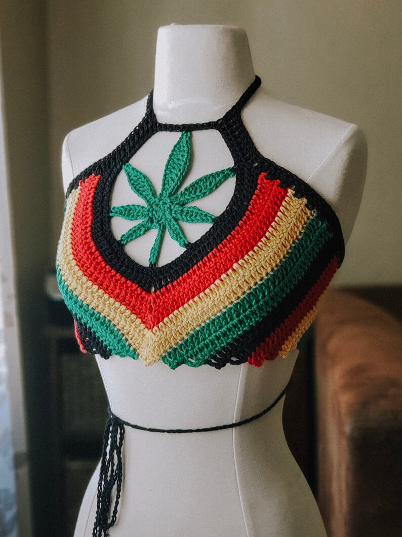 Rastafari Women's Pot Leaf Crochet Top 420 Festival Top - Etsy