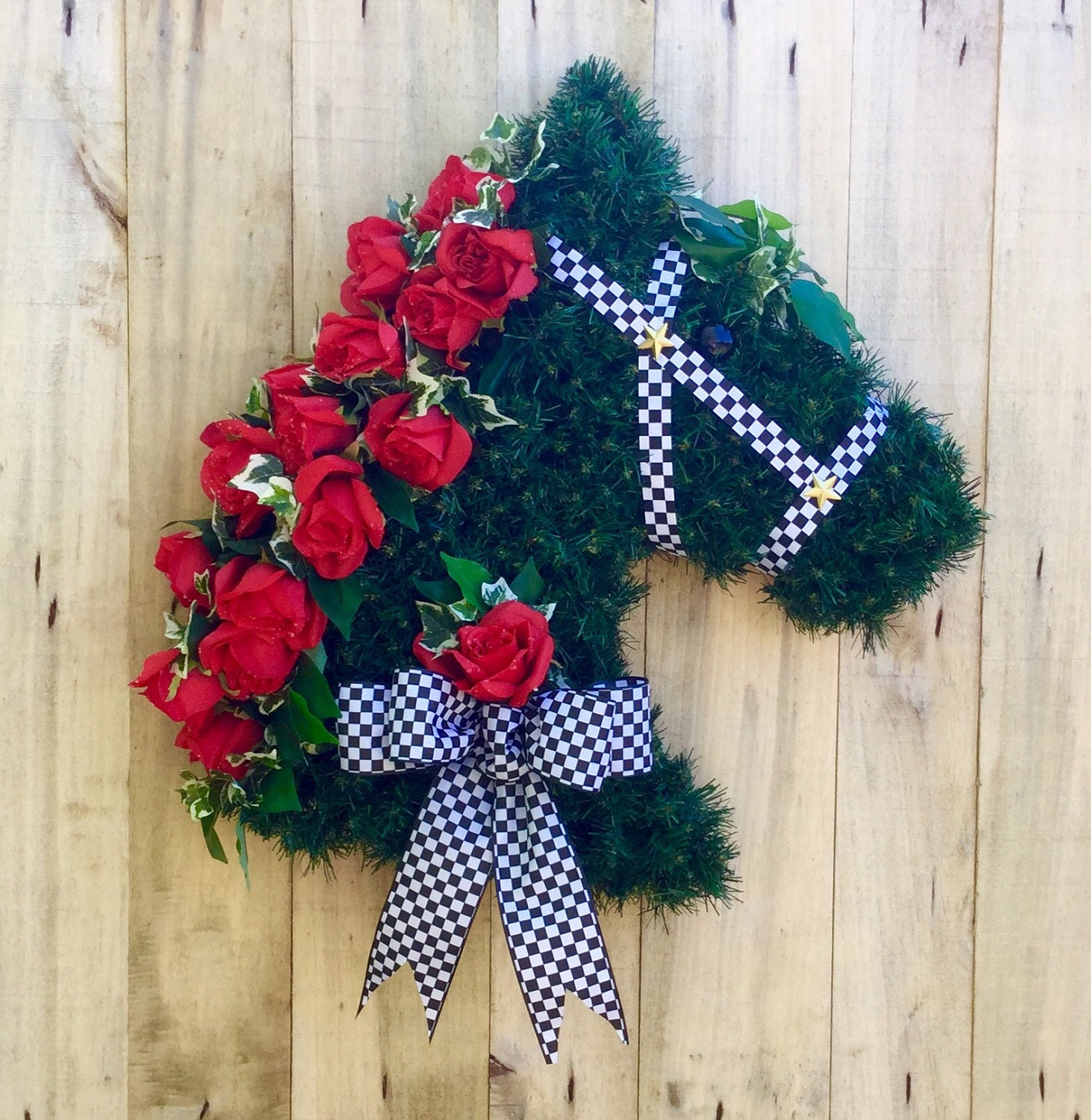 Red Wreath Kentucky Derby Run for the Roses Door Hanger Kentucky Derby ...