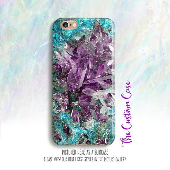 Purple Crystals Phone Case Turquoise and Purple Gemstone | Etsy