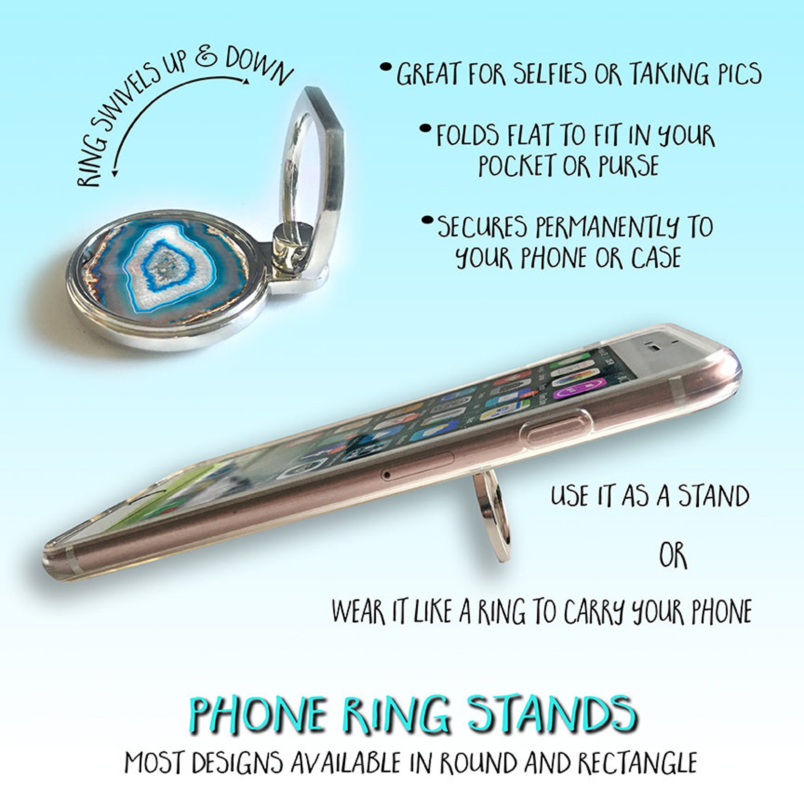 Cell Phone Grip Phone Ring Stand Thin Blue Line Ring Stand | Etsy