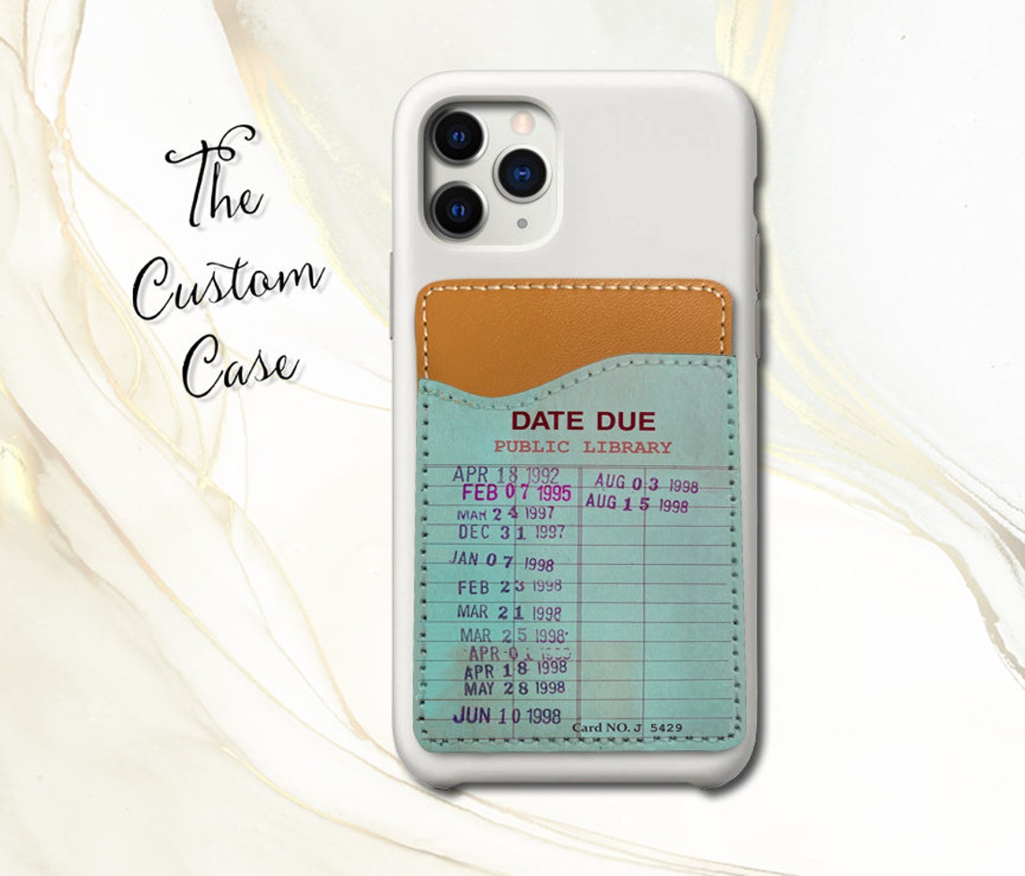 Blue Library Card Phone Wallet Stick on Card Holder Vegan - Etsy