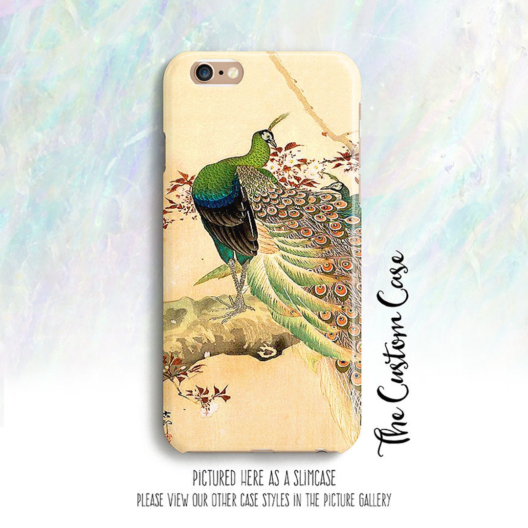 Peacock Phone Case, Vintage Japanese Print iPhone Case, for iPhone and ...