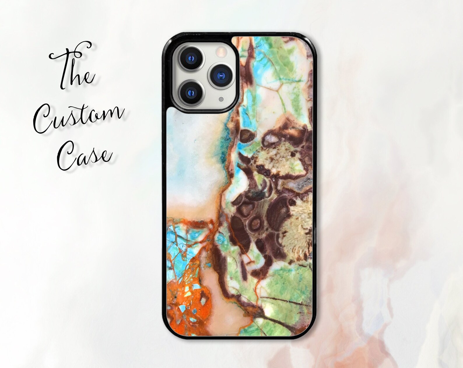 Crackled Turquoise Stone Phone Case, Turquoise and Rust Phone Case ...