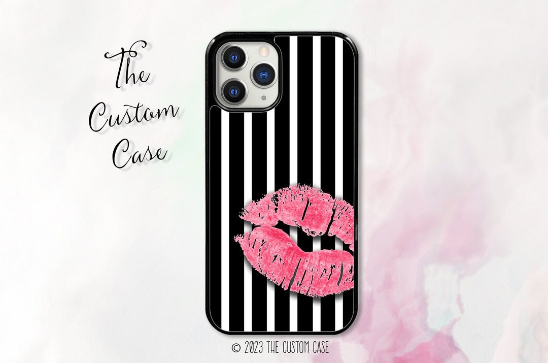 Pink Kiss Phone Case Retro Stripes iPhone 14 13 12 11 Pro Max Case ...