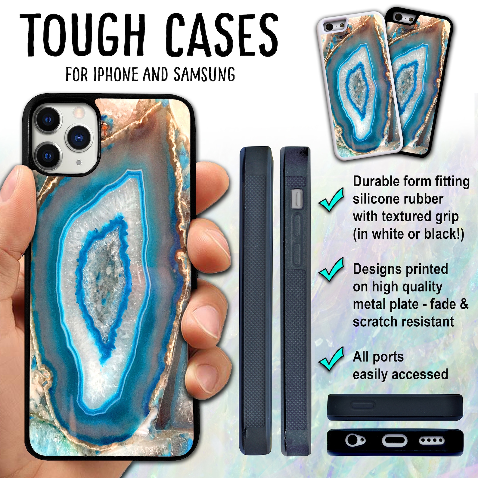 Crackled Turquoise Stone Phone Case, Turquoise and Rust Phone Case ...