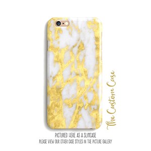 Gold Marble Stone Phone Case, White Marble With Gold Veins, Gemstone ...