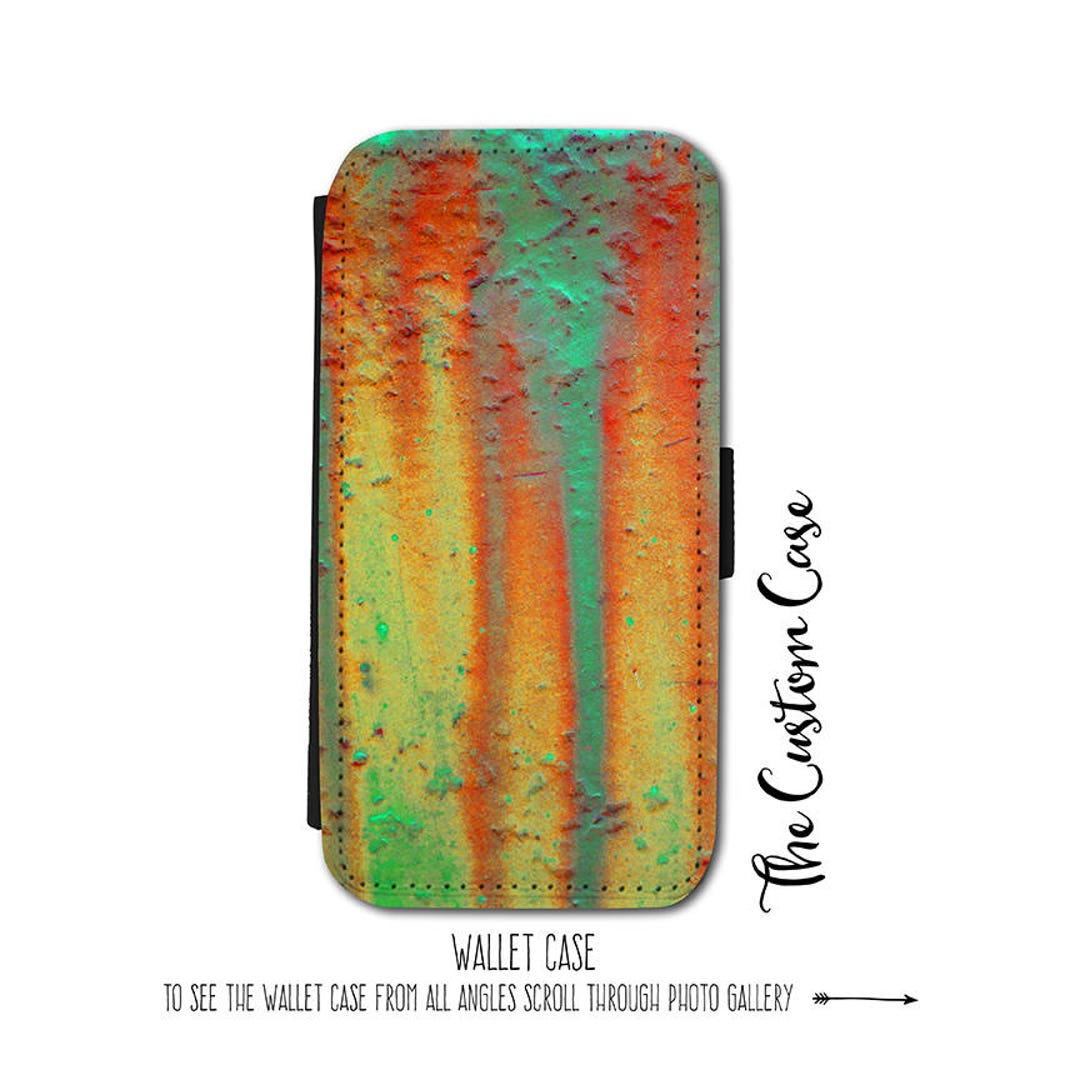 Rusted Metal Wallet Case Industrial Flip Case Turquoise and - Etsy
