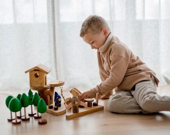 Wooden Tree Toy Set OPENING Pastel Woodland Playset Nursery - Etsy