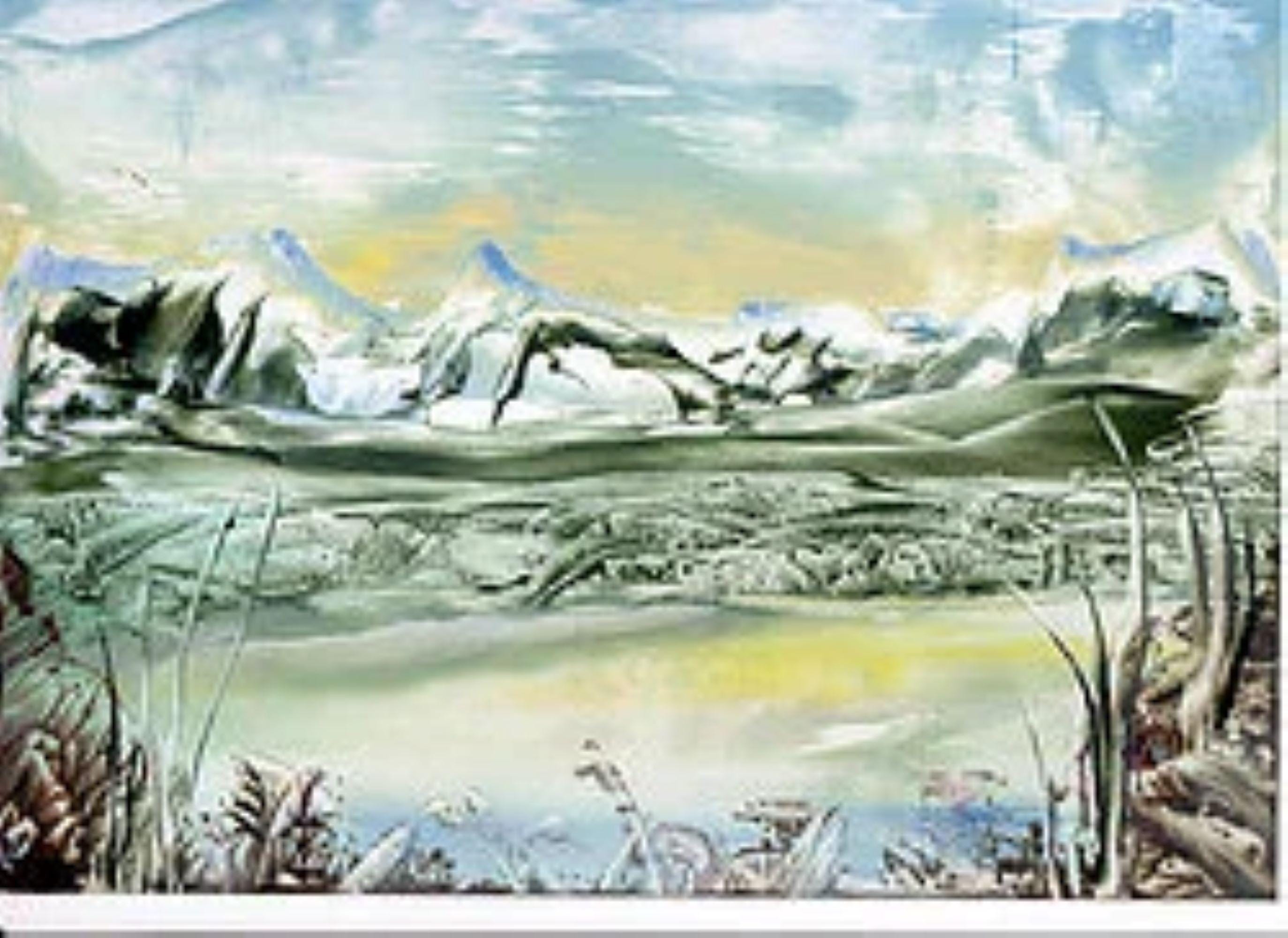 Encaustic Landscape Painting: Mountain Artwork With Lake - Serene Wax ...