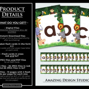 Jungle Alphabet Flash Cards Printable Abc Zoo a to Z Cards Instant ...