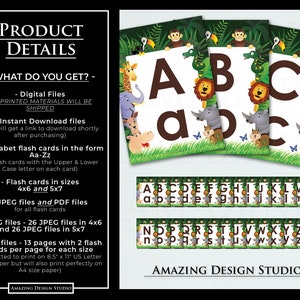 Jungle Alphabet Flash Card Printable Instant Download ABC Flash Card A ...