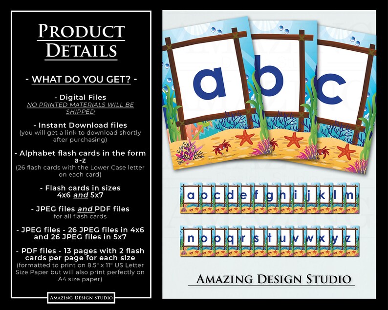 Under the Sea Fish Alphabet Flash Cards Printable Abc Flash Cards a to ...